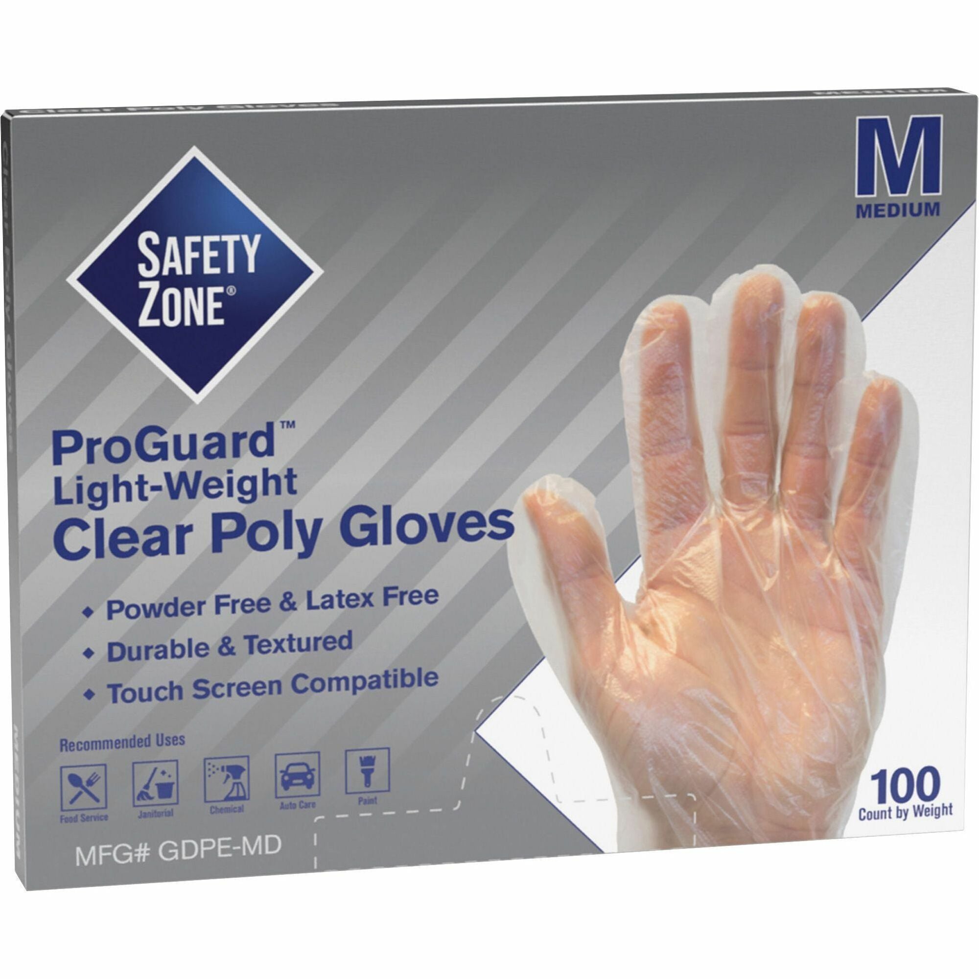 Safety Zone Clear Powder Free Polyethylene Gloves - 11.75" Glove Lengt ...