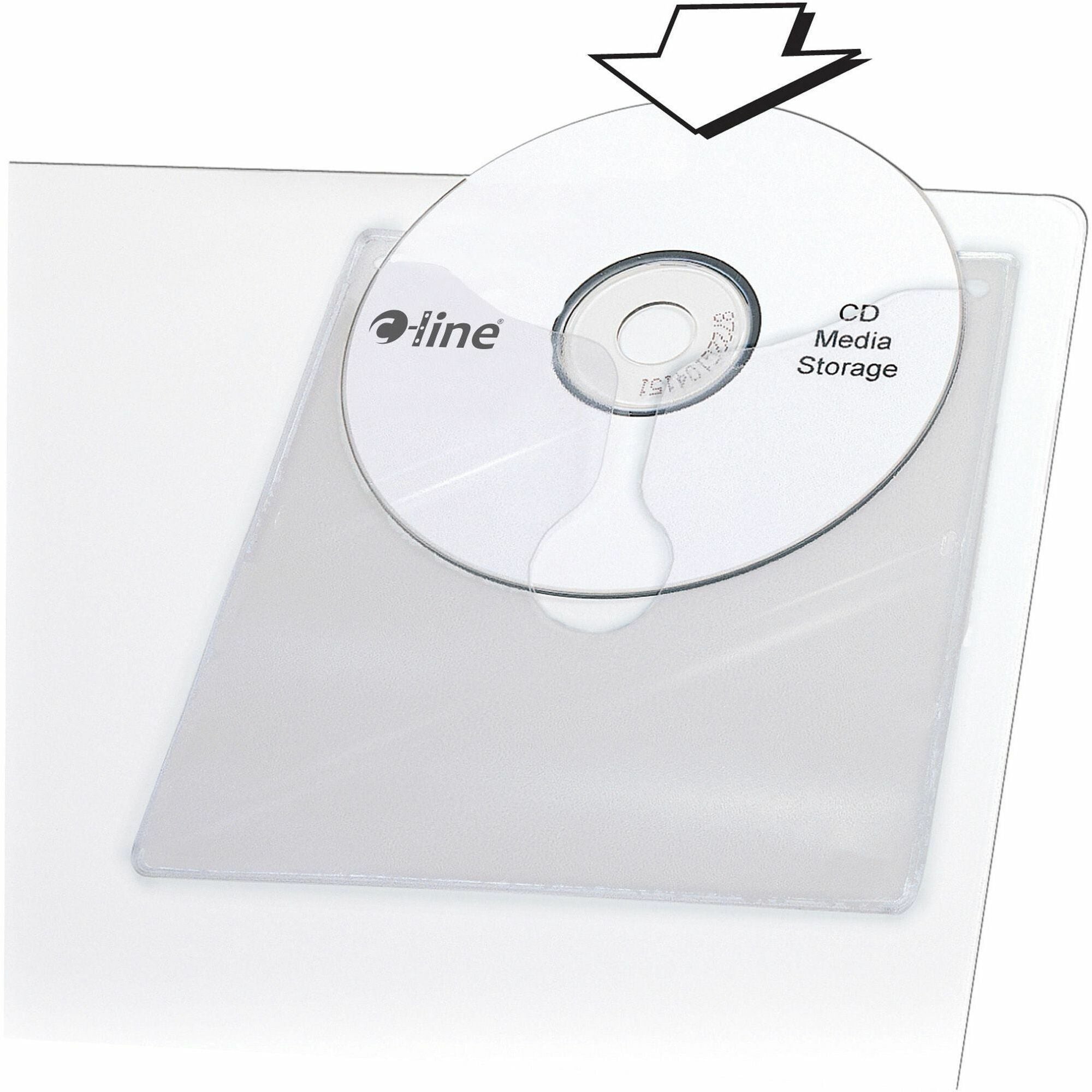C-Line Self-Adhesive CD/DVD Poly Holders - 1 x CD/DVD Capacity - Clear ...